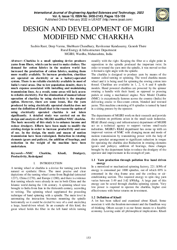 (PDF) Design and Development of Mgiri Modified NMC Charkha