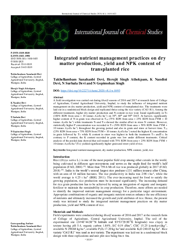 (PDF) Integrated nutrient management practices on dry matter production ...