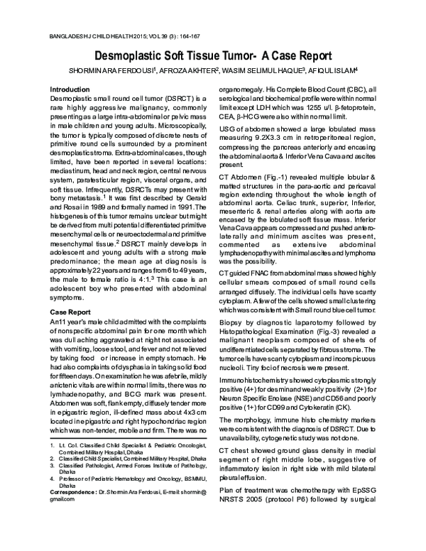 (PDF) Desmoplastic Soft Tissue Tumor- A Case Report