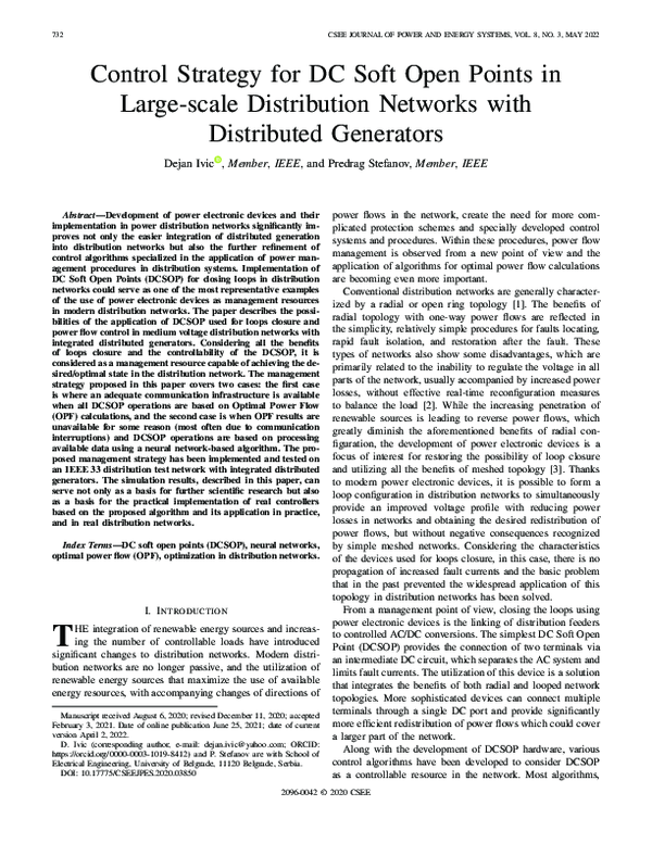 (PDF) Control strategy for DC soft open point in large scale distribution networks with ...