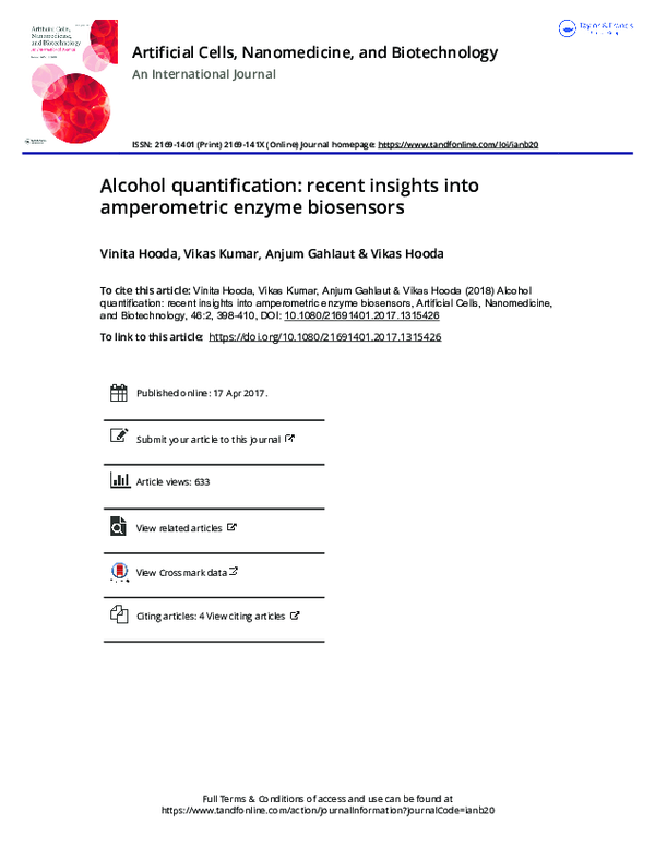 (PDF) Alcohol quantification: recent insights into amperometric enzyme ...
