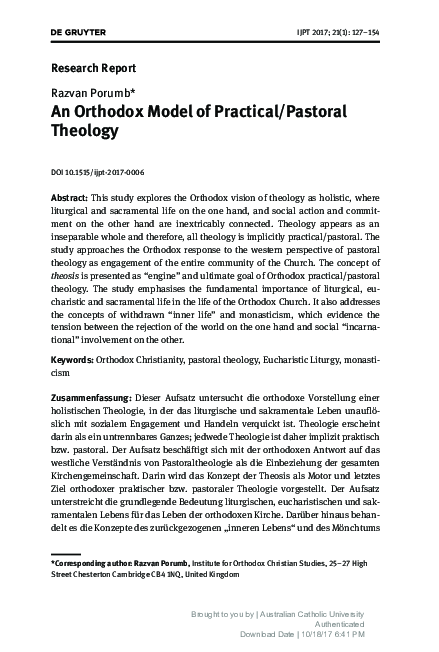 (PDF) An Orthodox Model of Practical/Pastoral Theology