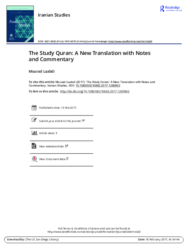 (PDF) The Study Quran: A New Translation with Notes and Commentary