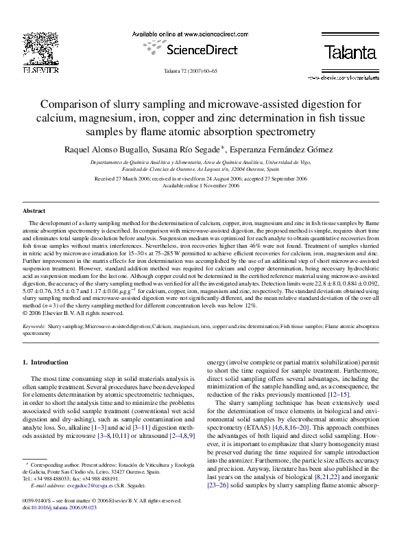 (PDF) Comparison of slurry sampling and microwave-assisted digestion ...