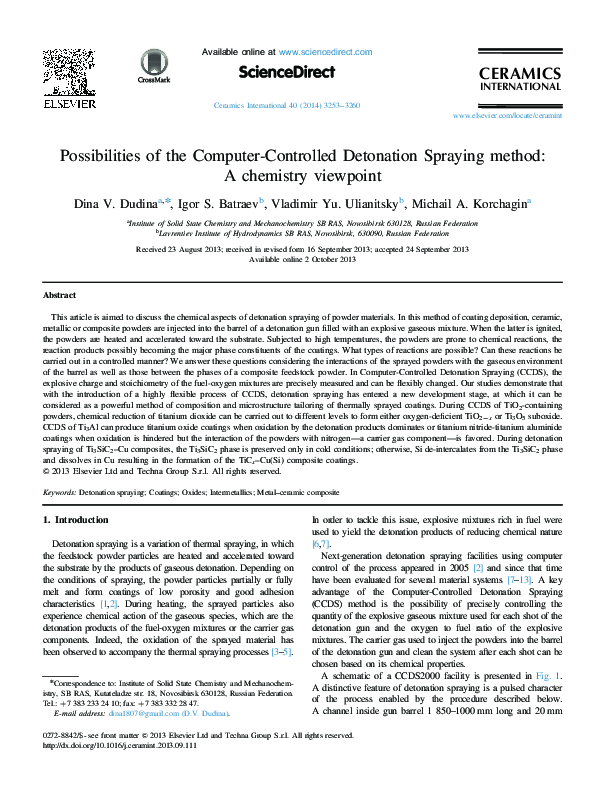 (PDF) Possibilities of the Computer-Controlled Detonation Spraying ...