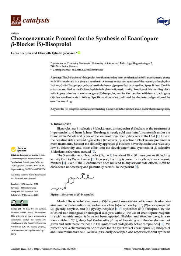 (PDF) Chemoenzymatic Protocol for the Synthesis of Enantiopure β ...