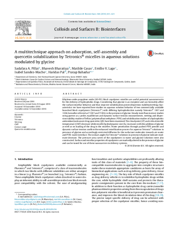 (PDF) A multitechnique approach on adsorption, self-assembly and ...