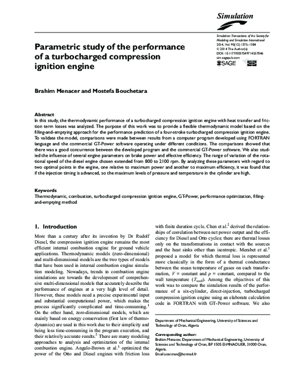(PDF) Turbocharged CI Engine Performance Study