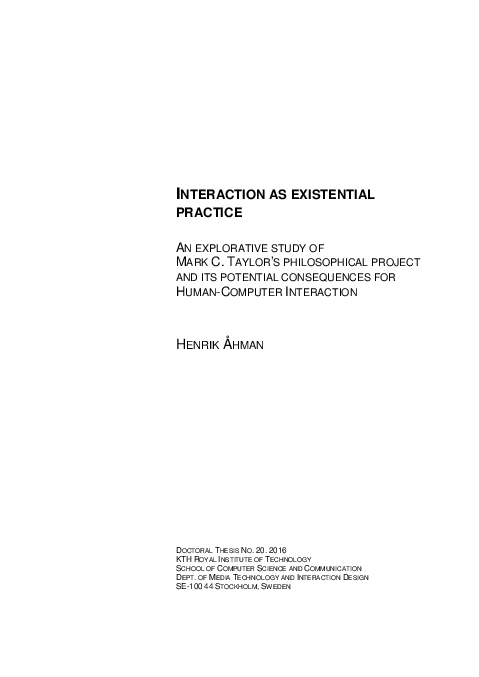 (PDF) Interaction as existential practice : An explorative study of ...