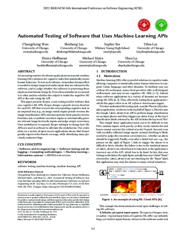 Pdf Automated Testing Of Software That Uses Machine Learning Apis 0498