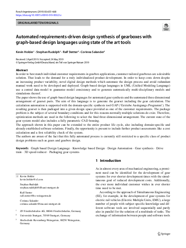 (PDF) Automated requirements-driven design synthesis of gearboxes with graph-based design ...