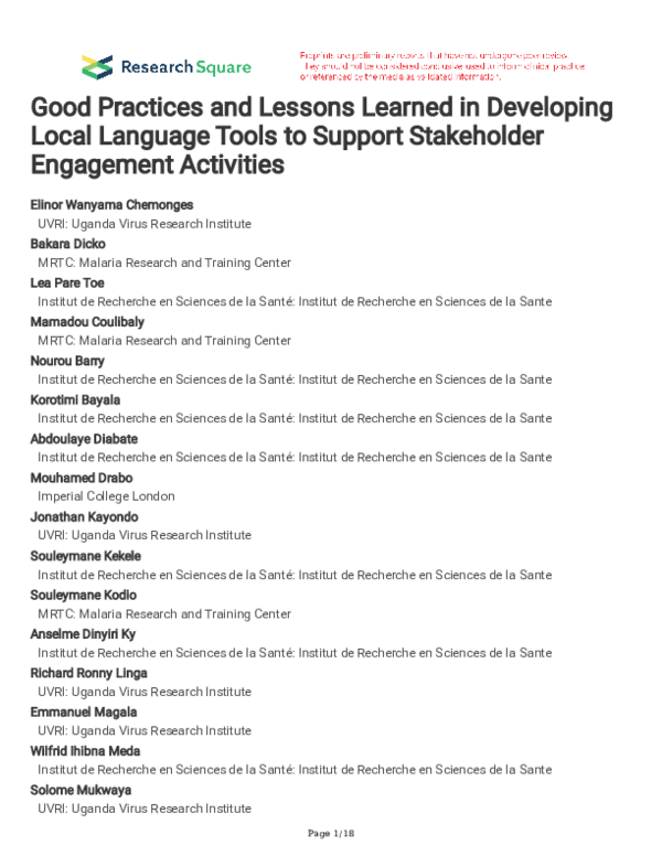 (PDF) Good Practices and Lessons Learned in Developing Local Language ...