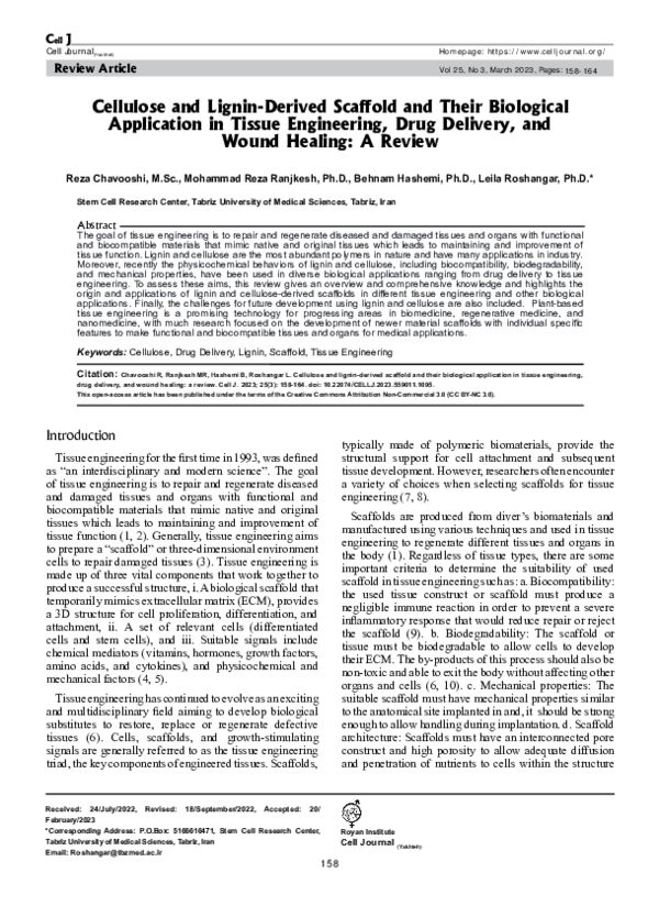 (PDF) Cellulose and Lignin-Derived Scaffold and Their Biological Application in Tissue ...