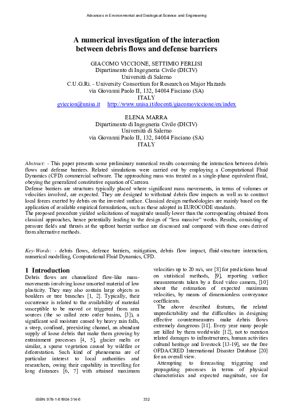 (PDF) A numerical investigation of the interaction between debris flows and defense barriers
