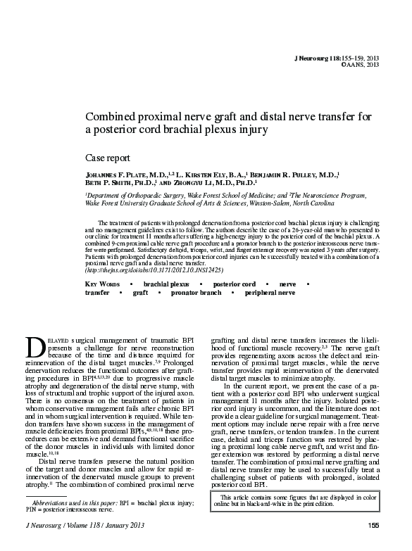 (PDF) Combined proximal nerve graft and distal nerve transfer for a ...