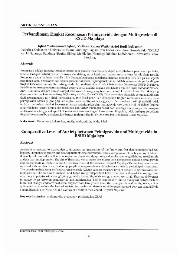 (PDF) Perbandingan Tingkat Kecemasan Primigravida dengan Multigravida ...