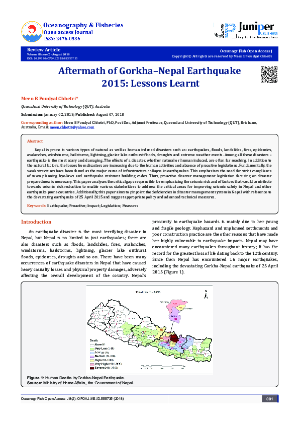 (PDF) Aftermath of Gorkha–Nepal Earthquake 2015: Lessons Learnt