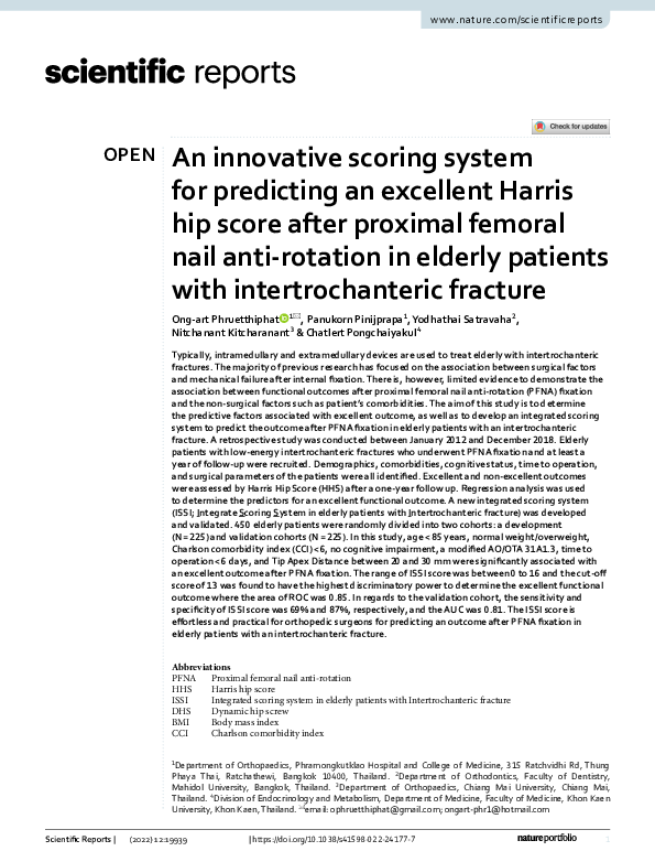 (PDF) An innovative scoring system for predicting an excellent Harris ...