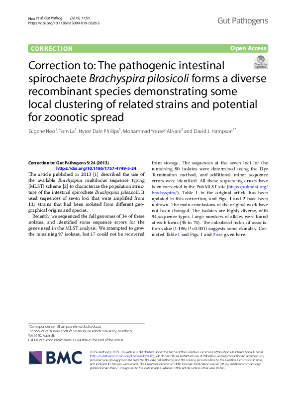 (PDF) Correction to: The pathogenic intestinal spirochaete Brachyspira ...
