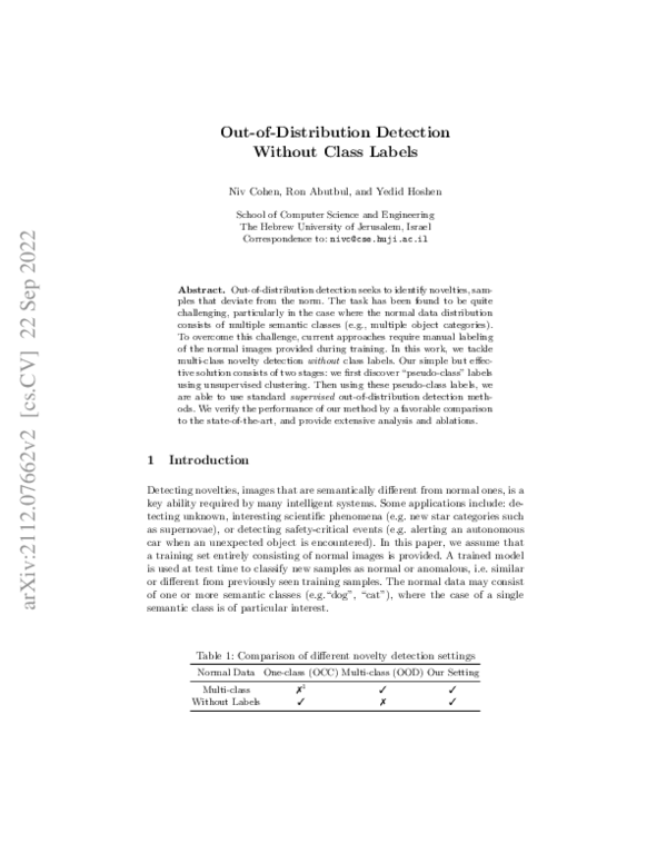 Pdf Out Of Distribution Detection Without Class Labels
