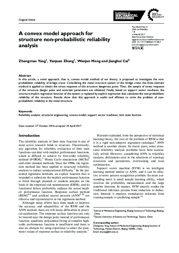 (PDF) A convex model approach for structure non-probabilistic reliability analysis