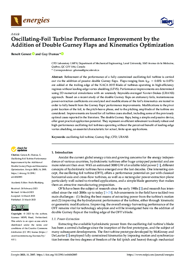 (PDF) Oscillating-Foil Turbine Performance Improvement by the Addition ...