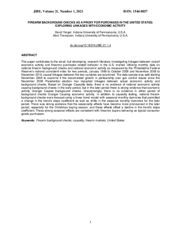 (PDF) Firearm Background Checks as a Proxy for Purchases in the United ...