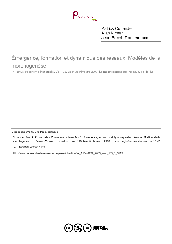 (PDF) Émergence, formation et dynamique des réseaux. Modèles de la ...