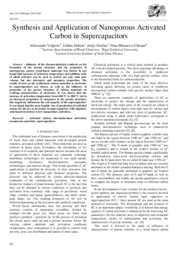 (PDF) Synthesis and Application of Nanoporous Activated Carbon in Supercapacitors