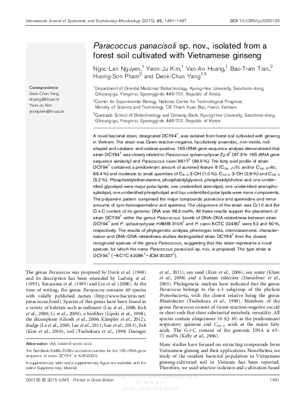 (PDF) Paracoccus panacisoli sp. nov., isolated from a forest soil ...