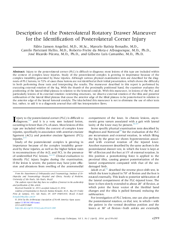 (PDF) Description of the Posterolateral Rotatory Drawer Maneuver for ...