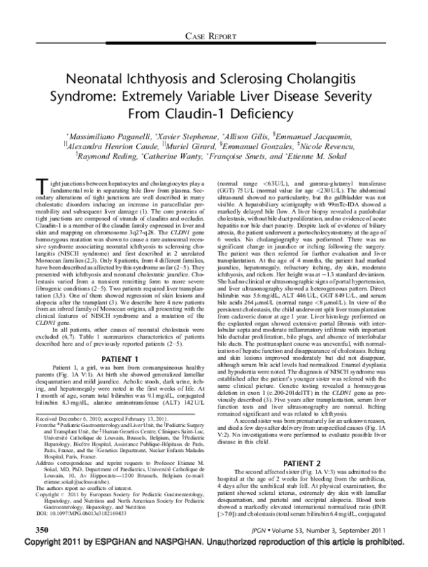 (PDF) Neonatal Ichthyosis and Sclerosing Cholangitis Syndrome
