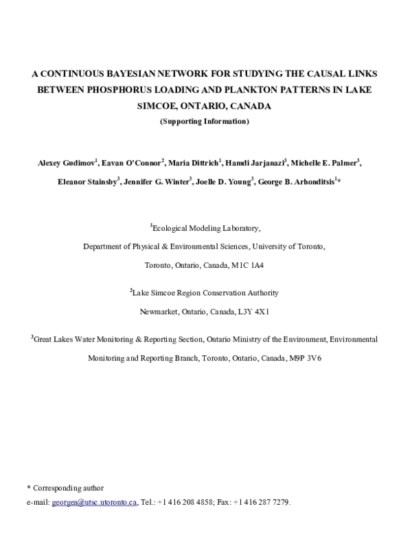 (PDF) Continuous Bayesian Network for Studying the Causal Links between Phosphorus Loading and ...