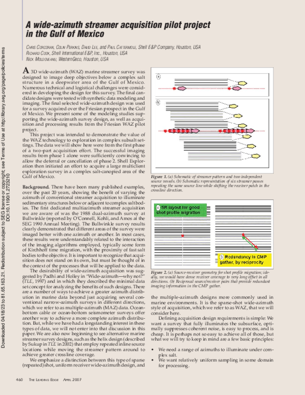 (PDF) A wide-azimuth streamer acquisition pilot project in the Gulf of ...