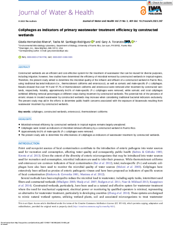 (PDF) Coliphages as indicators of primary wastewater treatment ...