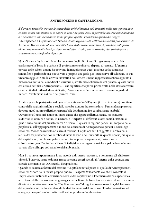 (PDF) Antropocene e Capitalocene | Dario Vannozzi - Academia.edu