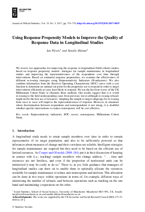 (PDF) Using Response Propensity Models to Improve the Quality of ...