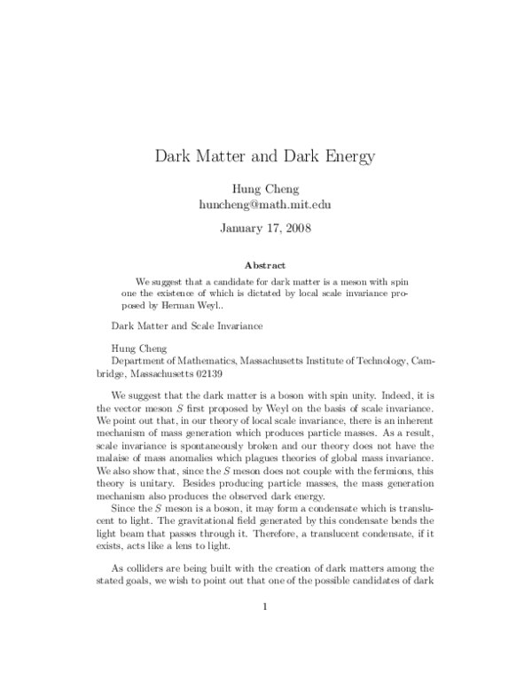 (PDF) Dark matter and dark energy