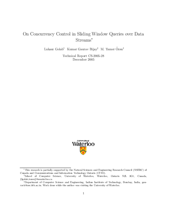 Pdf On Concurrency Control In Sliding Window Queries Over Data Streams