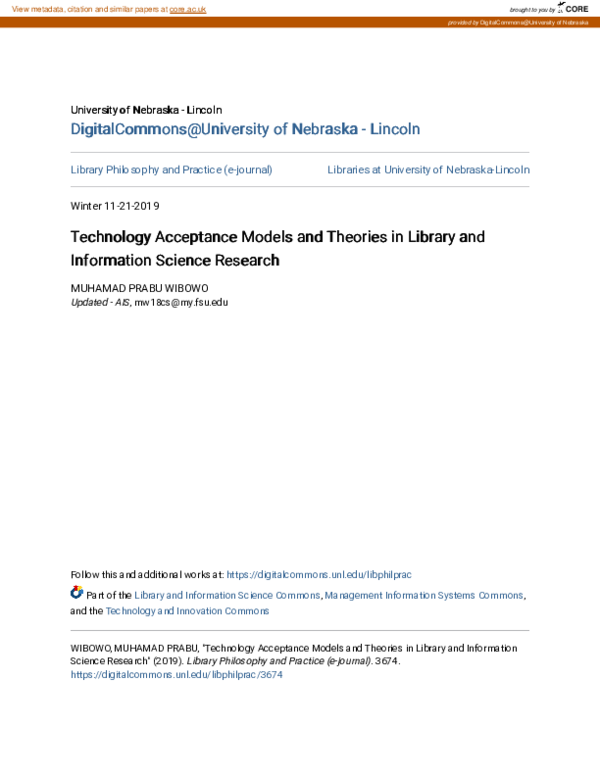 (PDF) Technology Acceptance Models and Theories in Library and ...