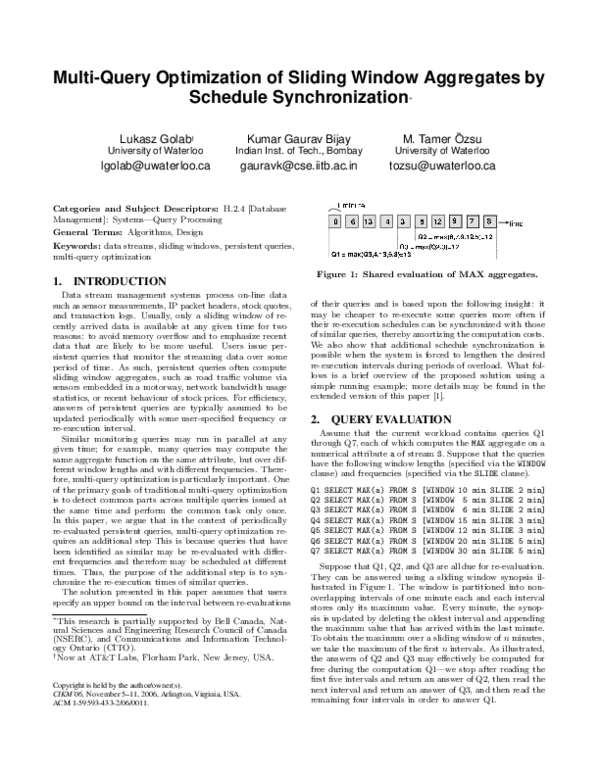 (PDF) Multi-query optimization of sliding window aggregates by schedule ...
