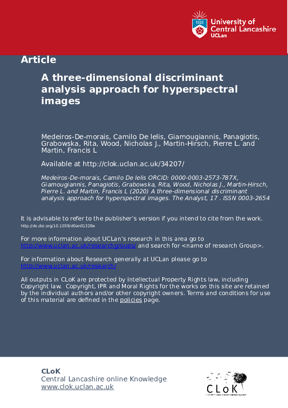 (PDF) A three-dimensional discriminant analysis approach for hyperspectral images