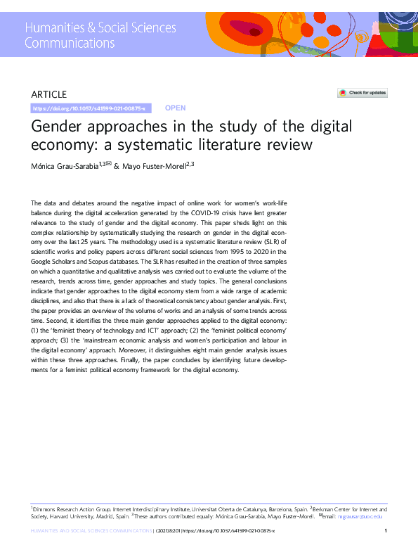 (PDF) Gender approaches in the study of the digital economy: a ...