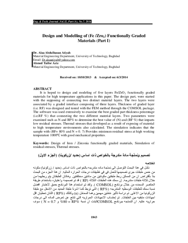 (PDF) Design and Modelling of (Fe/Zro2) Functionally Graded Materials (Part I)