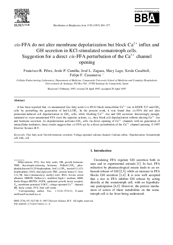 (PDF) cis-FFA Block Ca2+ Influx and GH Secretion