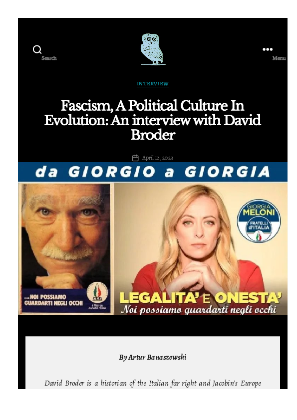 (PDF) Fascism, A Political Culture In Evolution: An interview with ...
