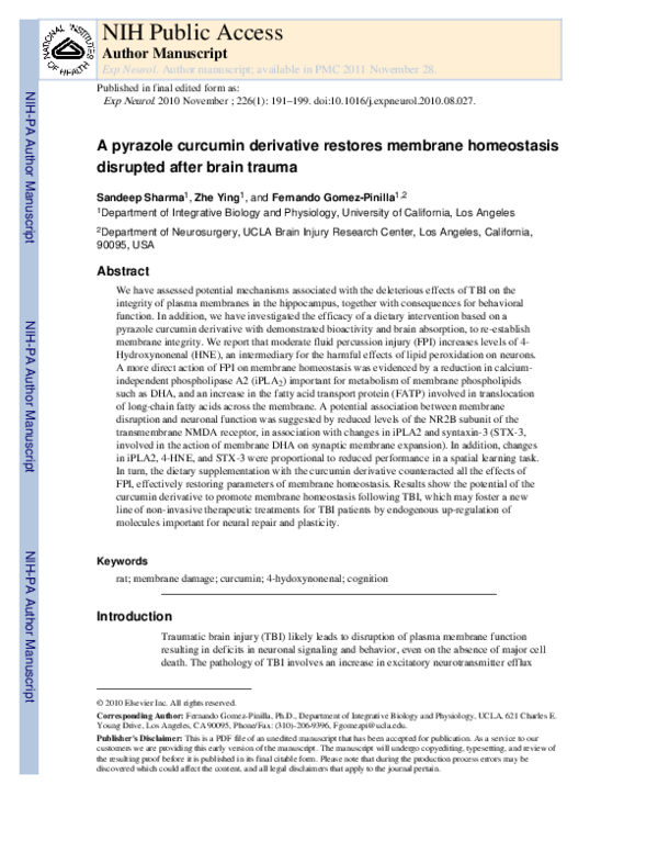 (PDF) A pyrazole curcumin derivative restores membrane homeostasis ...