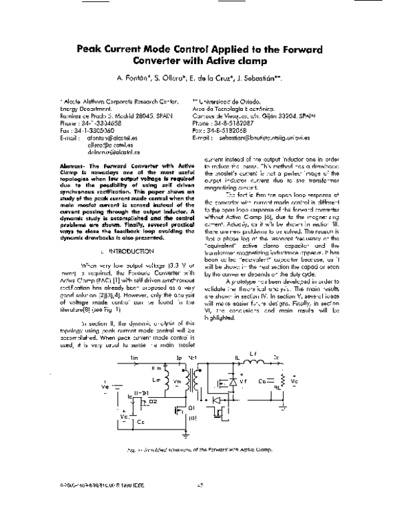 (PDF) Peak current mode control applied to the forward converter with active clamp