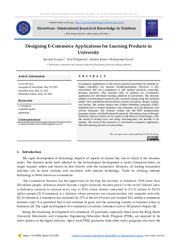 (PDF) Designing E-Commerce Applications for Learning Products in University