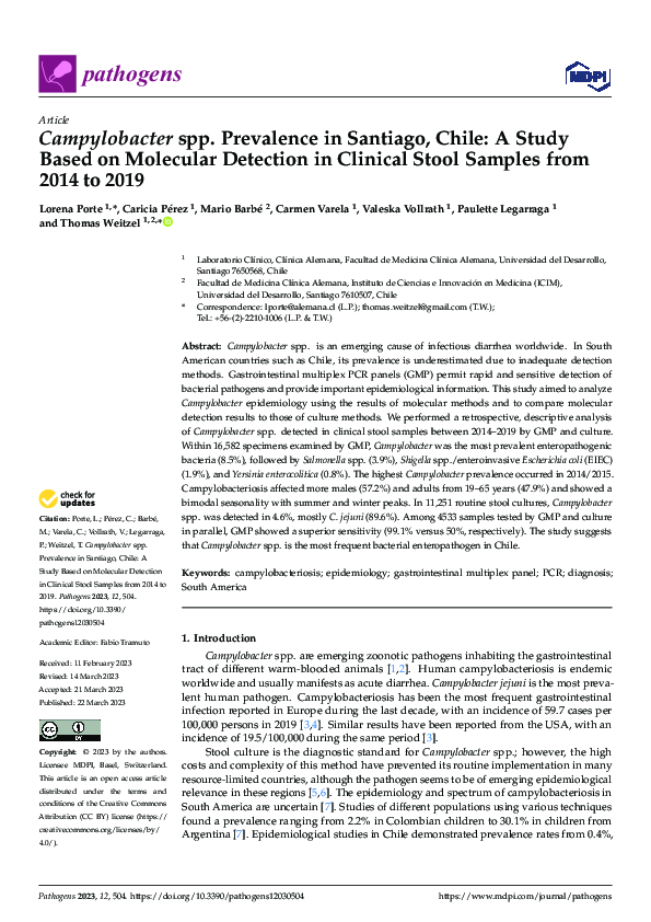 (PDF) Campylobacter spp. Prevalence in Santiago, Chile: A Study Based ...